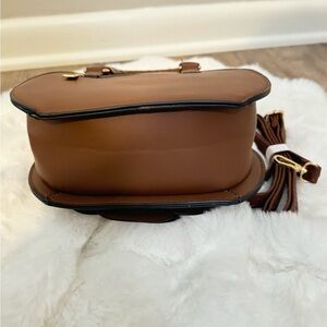 Bags | Brown Rose Swirl Design Flower Faux Leather Handbag Shoulder Bag ...